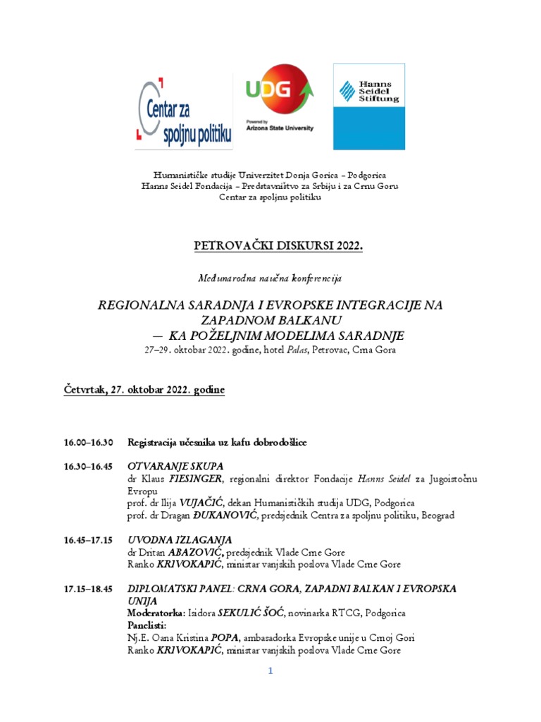 Agenda Petrovacki Diskursi 2022 DRAFT | PDF