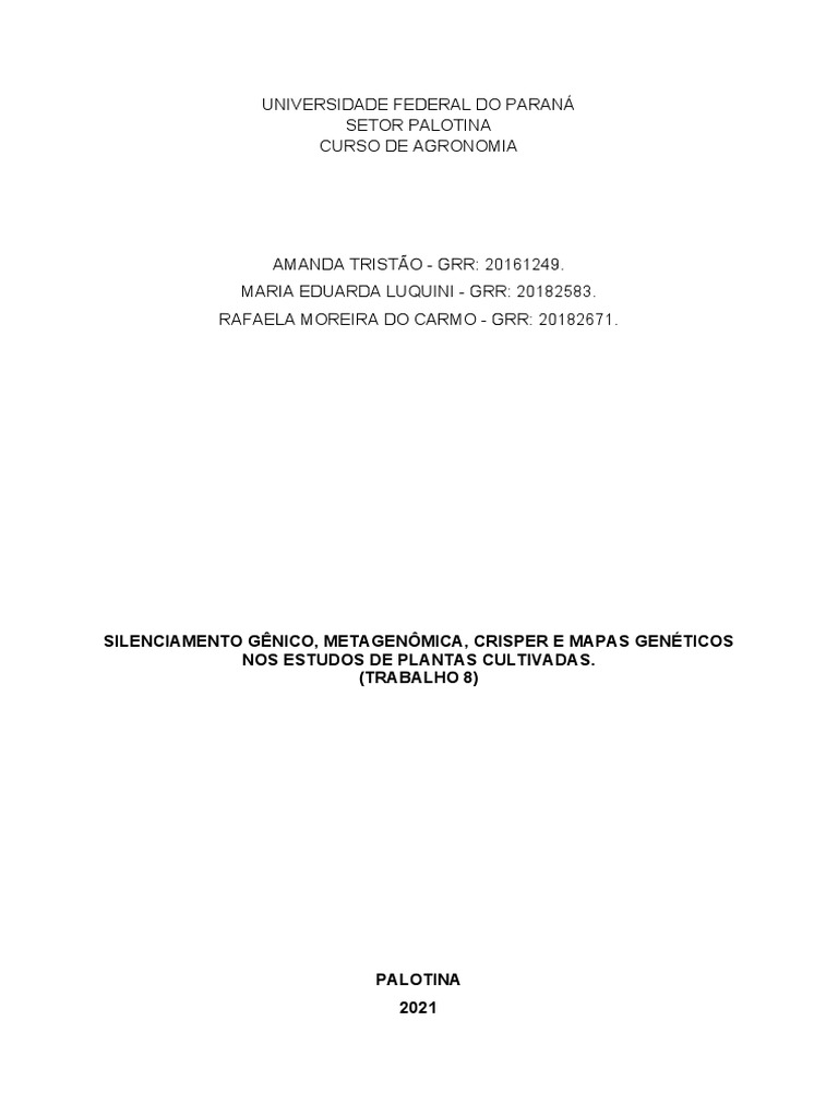 Trabalho 8 - Biotec. | PDF | CRISPR | Microrganismo