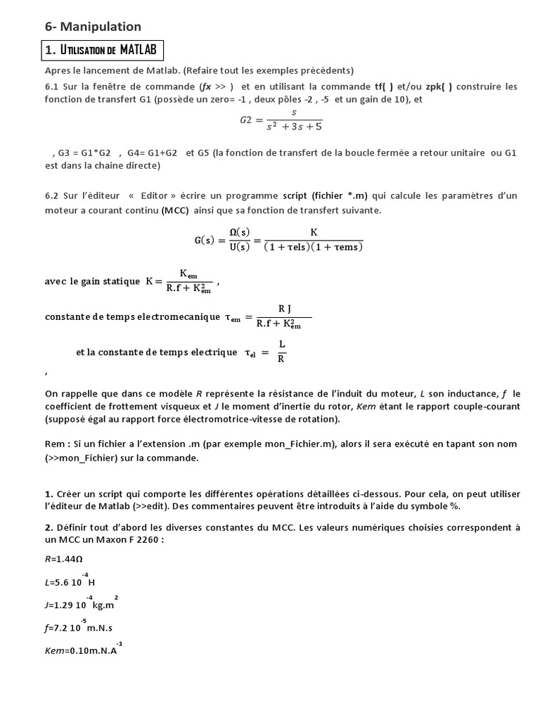 Manipulation MATLAB et Simulink pour MCC | PDF | Électromagnétisme ...