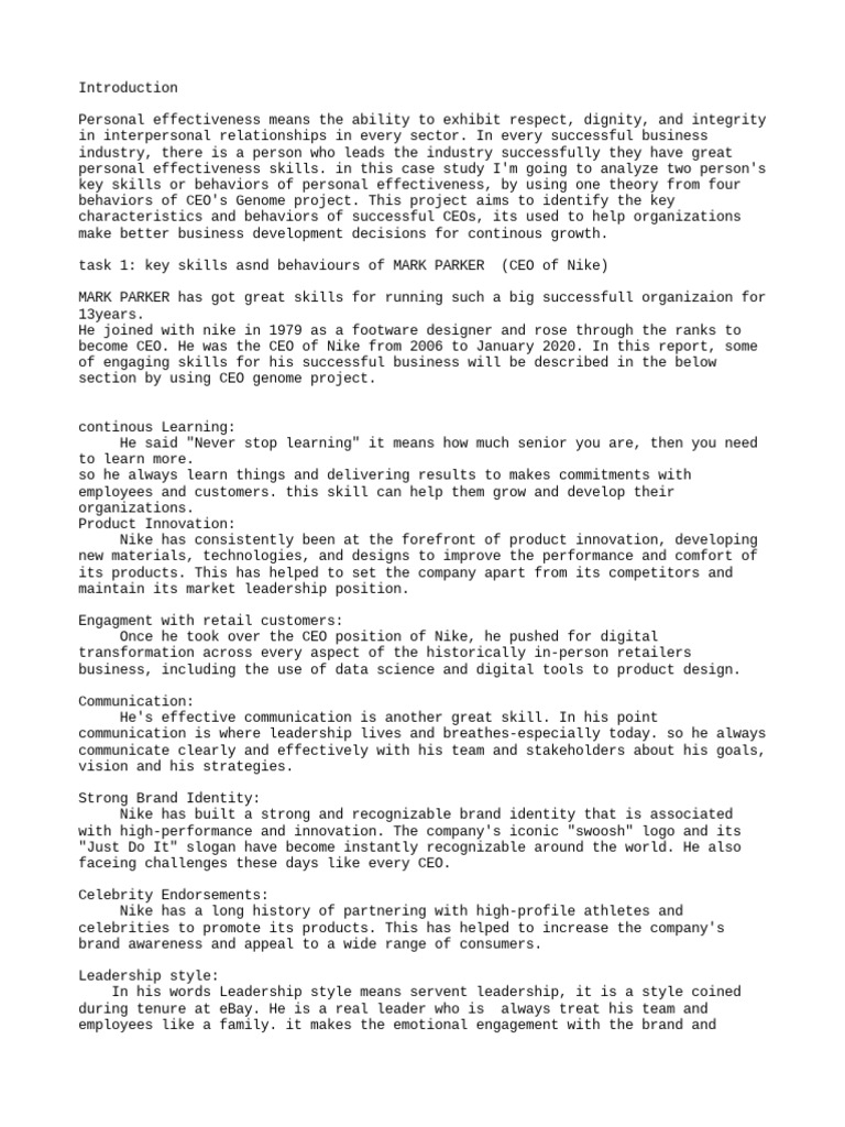 Mark Parker's Leadership Effectiveness | PDF | Brand | Leadership