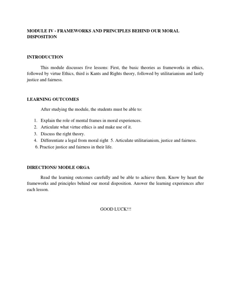 Ethics - Module 4 | PDF | Utilitarianism | Virtue