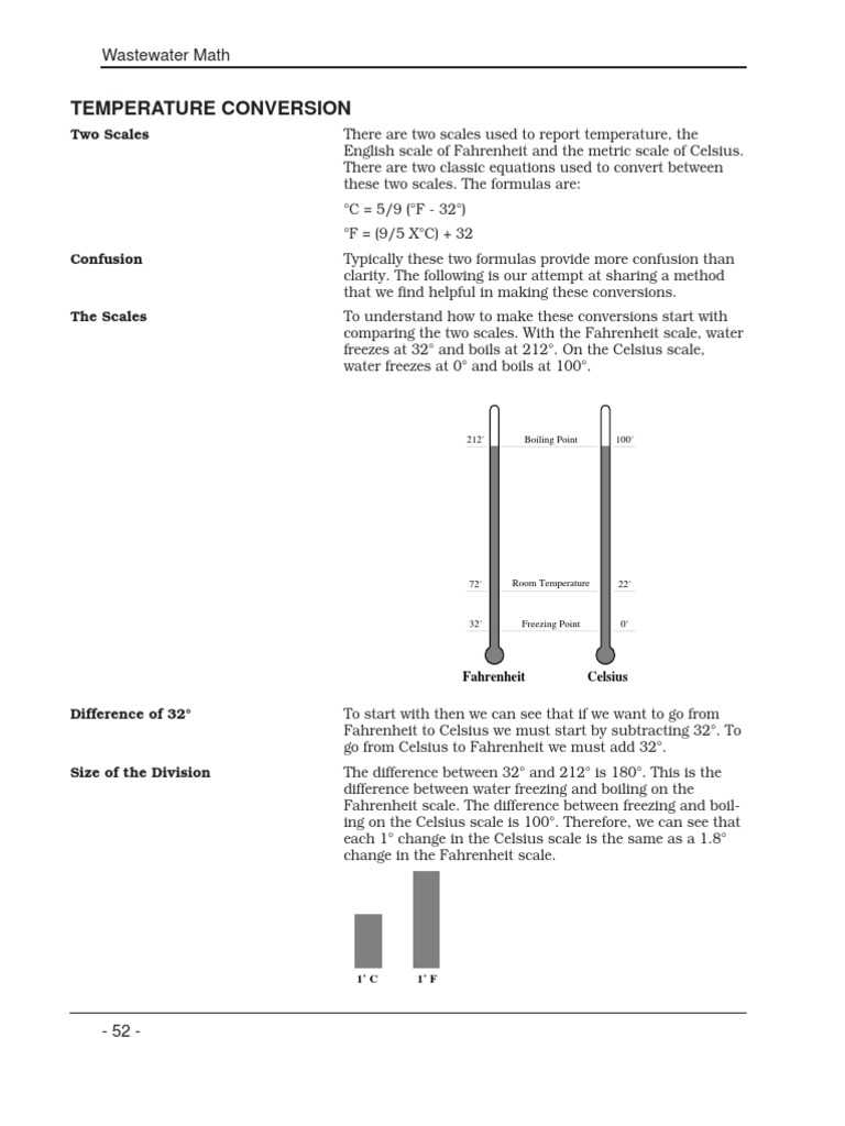 Temperature Conversion: Wastewater Math | PDF | Fahrenheit | Temperature