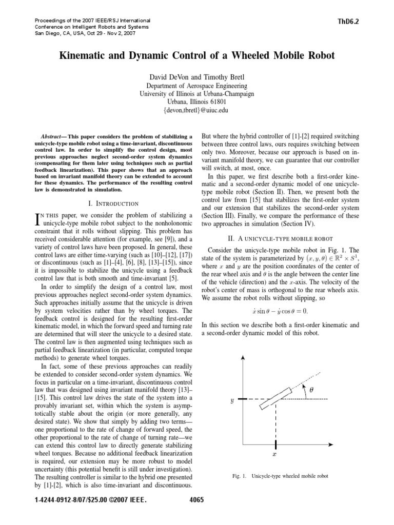 Unicycle Dynamics | PDF | Control Theory | Kinematics