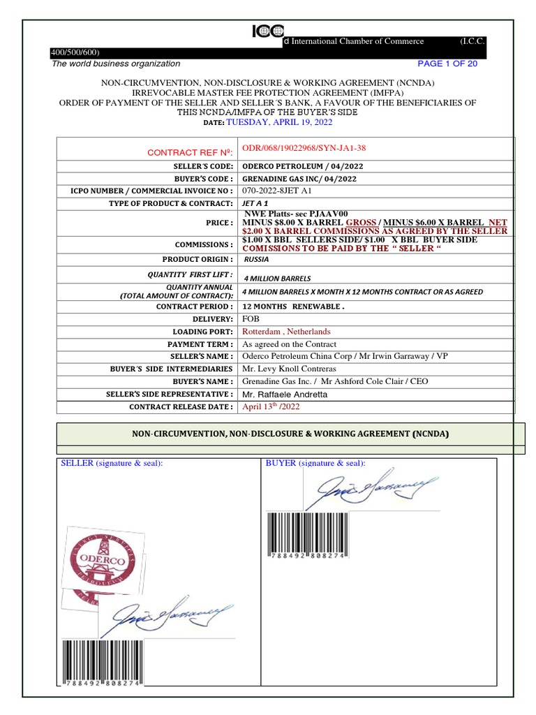 ICC 400 Non-Circumvention Agreement for Jet Fuel Sales | PDF ...