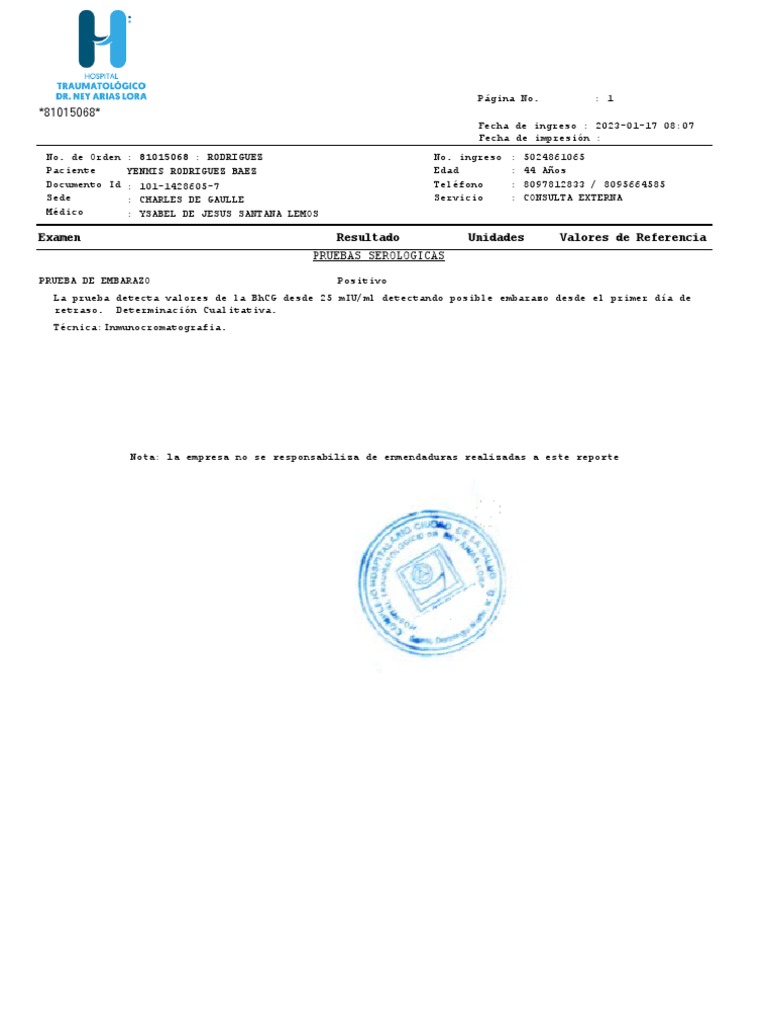 Prueba de Embarazo para Imprimir | PDF