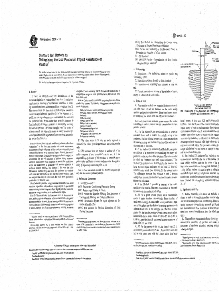 Astm D256-10 (2010) | PDF | Building Engineering | Mechanical Engineering