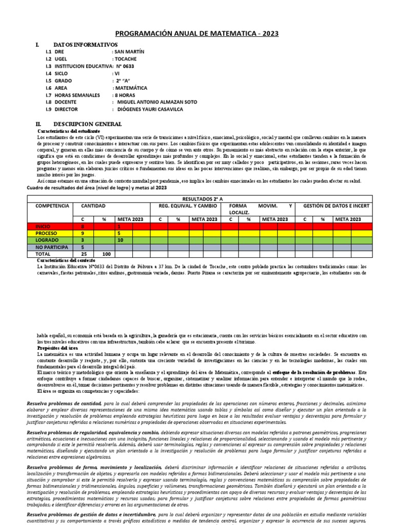 Mat2-Programacion Anual | PDF | Geometría | Estadísticas