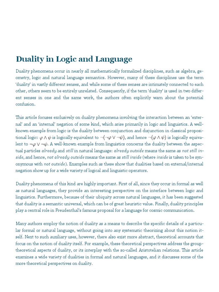 Duality In Logic And Language Pdf Modal Logic First Order Logic