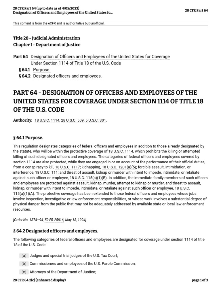 part-64-designation-of-officers-and-employees-of-the-united-states