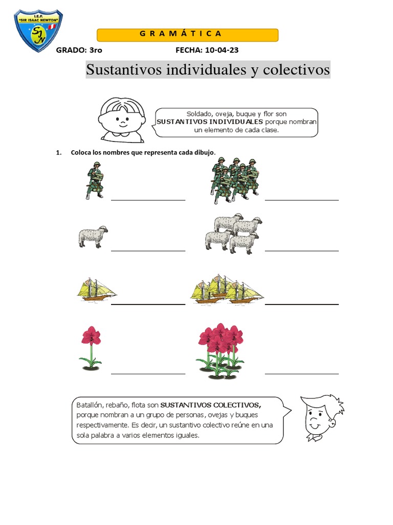 GRAMÁTICA-SUSTANTIVOS INDIVIDUAL Y COLECTIVO-3ro-4to | PDF