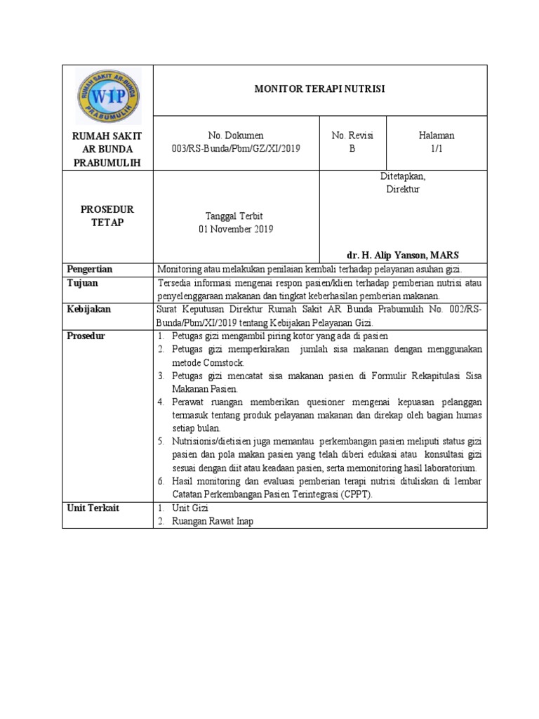 Spo Monitor Terapi Nutrisi Baru | PDF