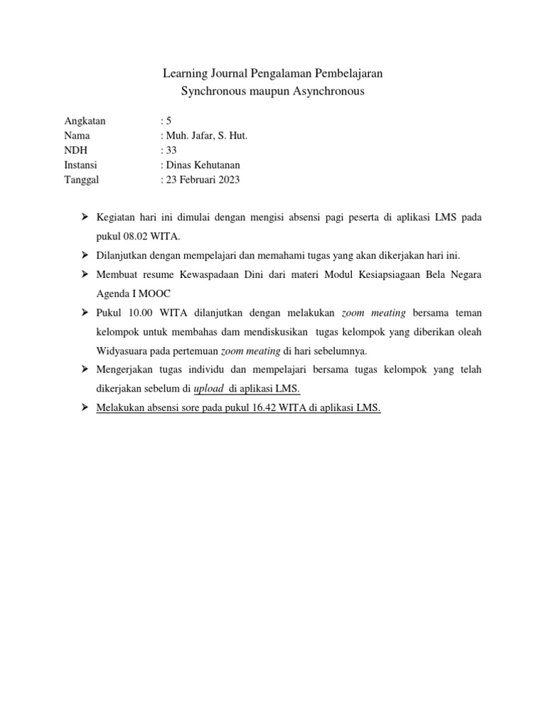 2.2 Learning Journal Pengalaman Pembelajaran Muh. Jafar | PDF