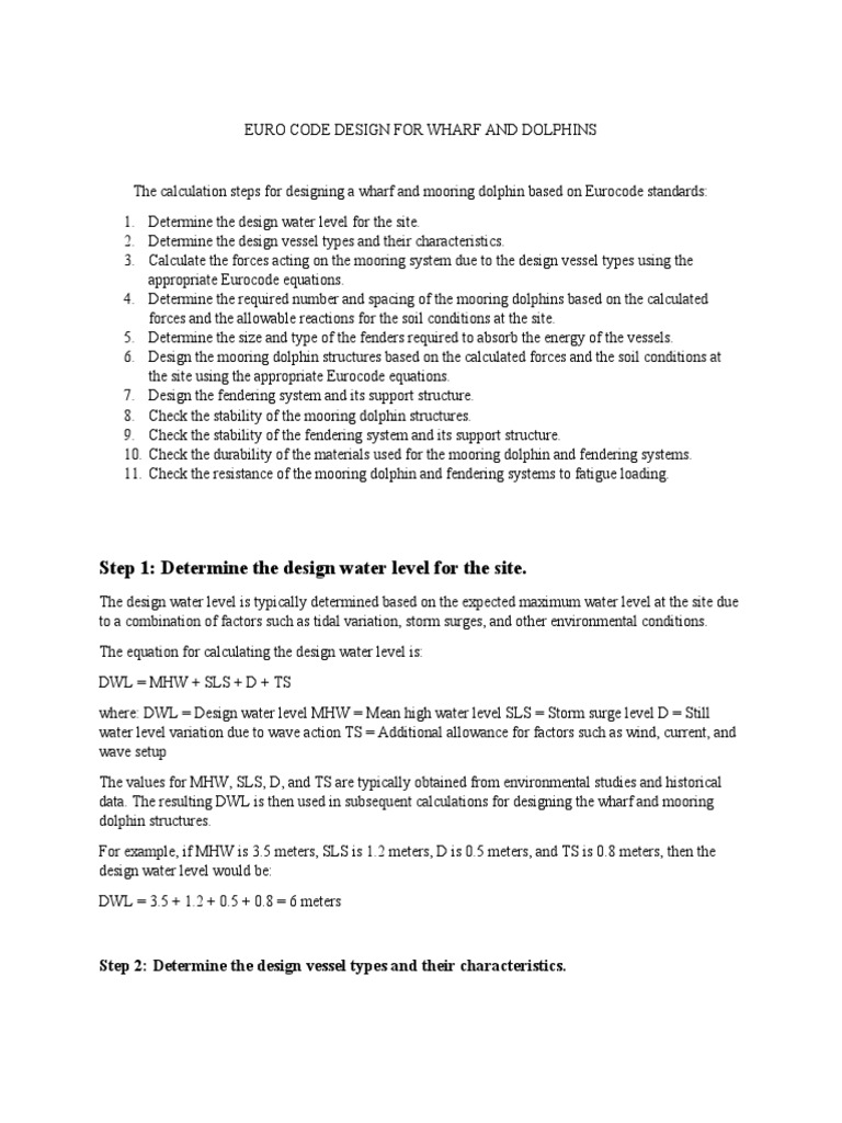 EURO CODE DESIGN FOR WHARF AND DOLPHINS Draft | PDF | Strength Of Materials | Fatigue (Material)