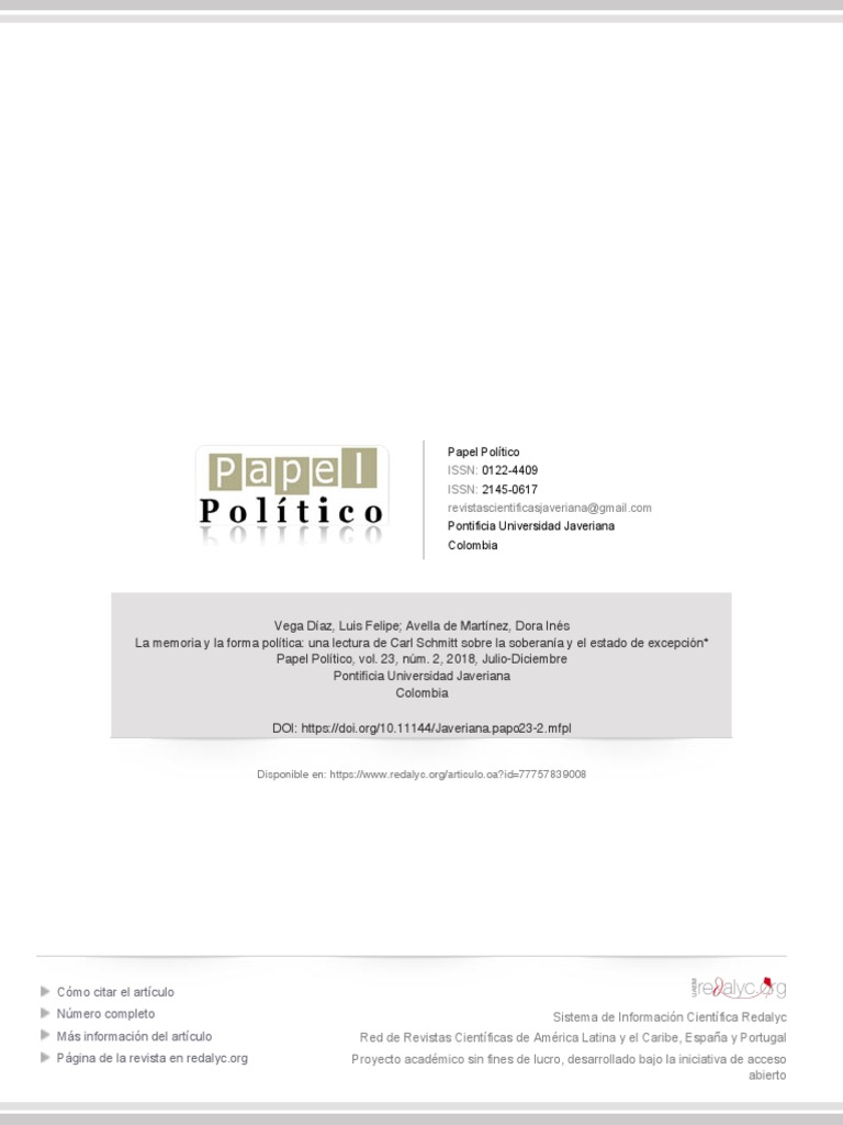 Issn: Issn:: Papel Político 0122-4409 2145-0617 Pontificia Universidad ...