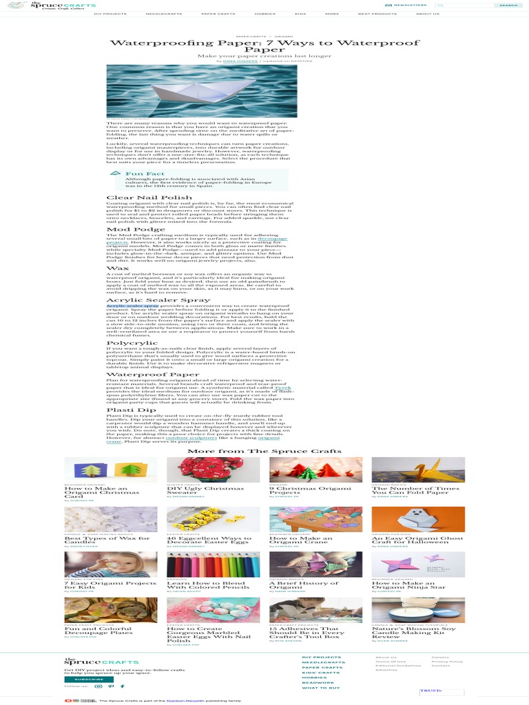 Waterproofing Paper: 7 Ways To Waterproof Paper | PDF | Origami | Wax