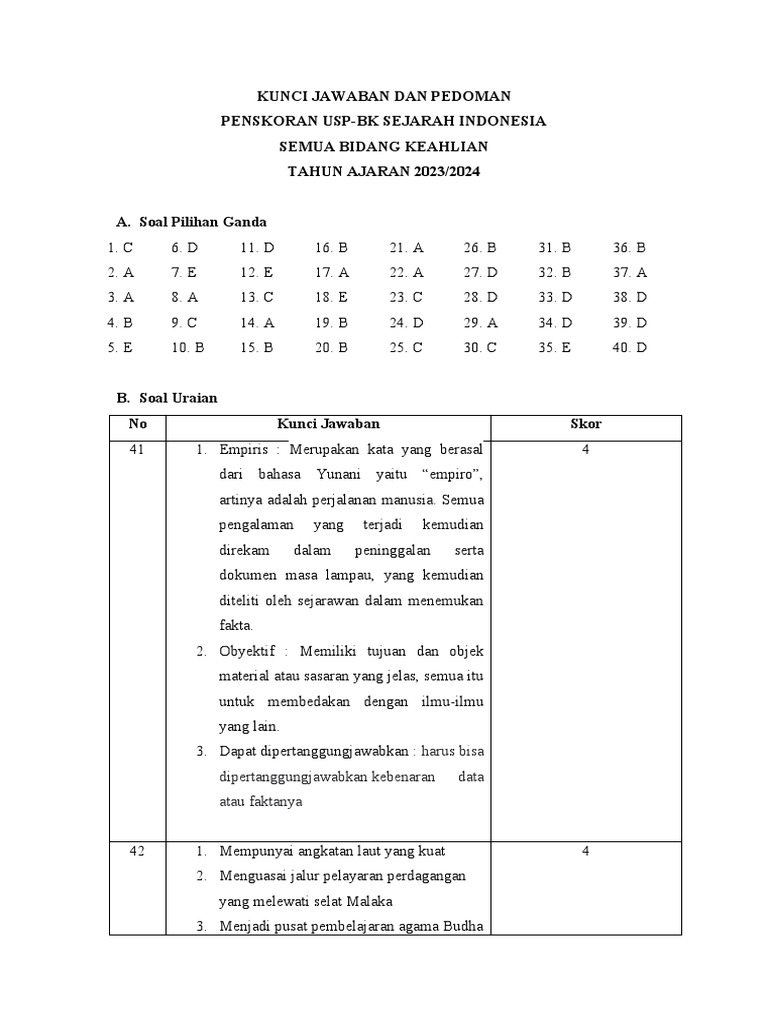 Kunci Jawaban Dan Pedoman | PDF