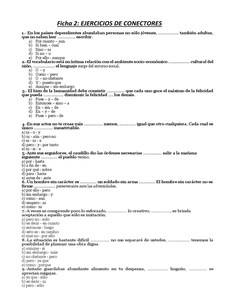 Ejercicios de Conectores | PDF