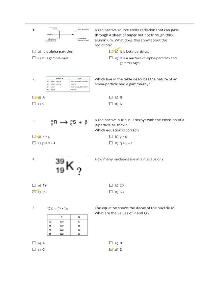 Quick Test - Radioactivity | PDF