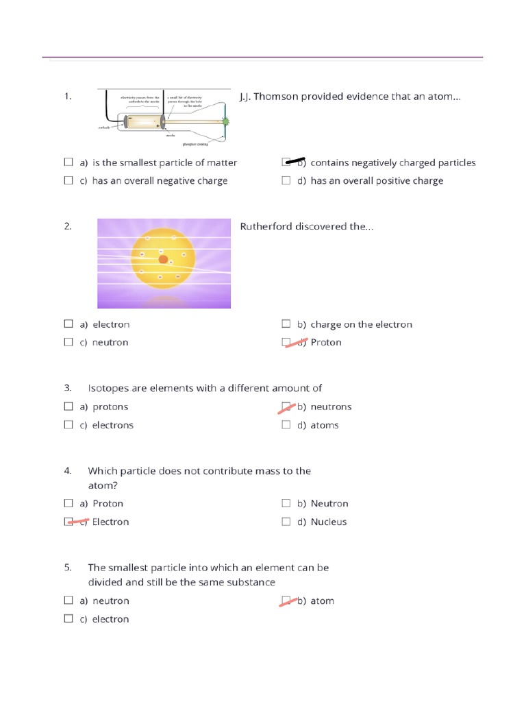 Quick Test-Dalton Atomic Structure | PDF