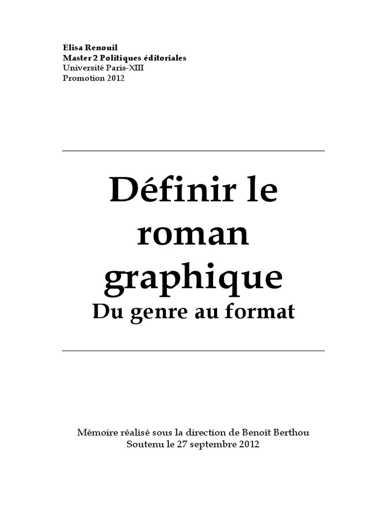 Définir Le Roman Graphique: Du Genre Au Format | Download Free PDF | BD ...