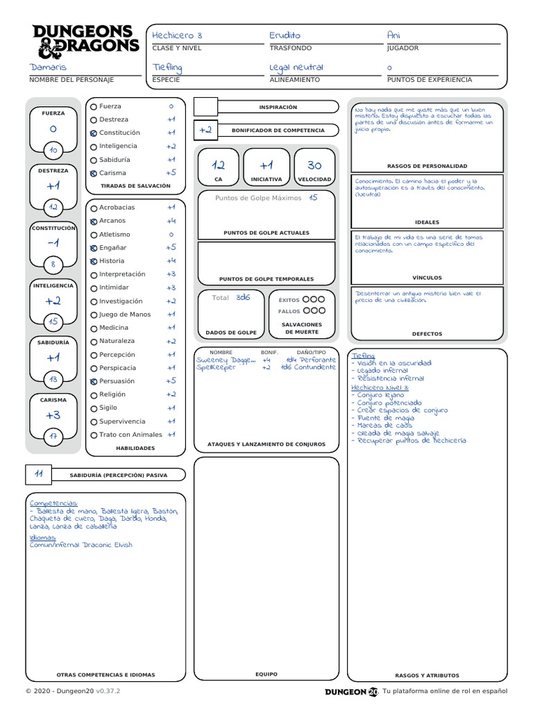 DND OC Damaris (LVL 3) | PDF