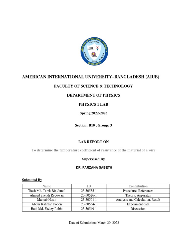 Phy1 - Lab 5 | PDF | Electrical Resistance And Conductance | Electrical Conductor