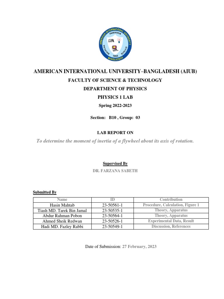 Physics 1 Lab Report 4 | PDF | Torque | Physical Quantities
