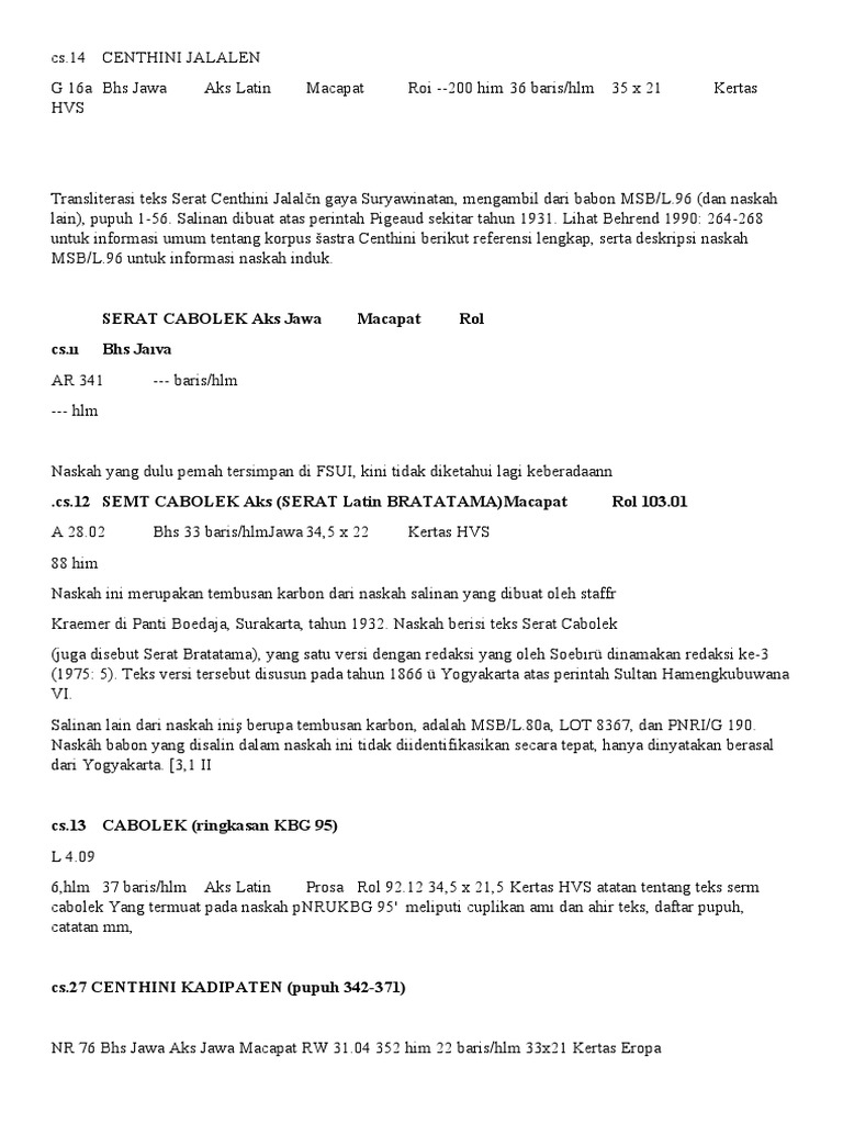 Katalog Naskah | PDF