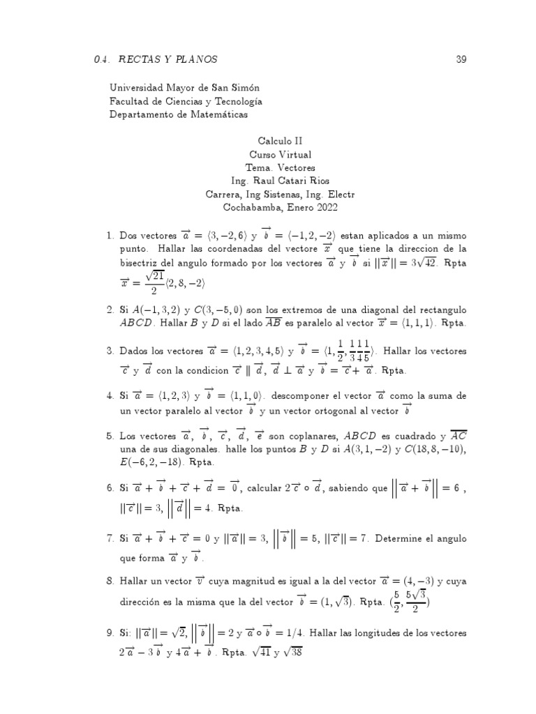 Rectas, planos y vectores en R3 | PDF | Vector Euclidiano | Línea (geometría)