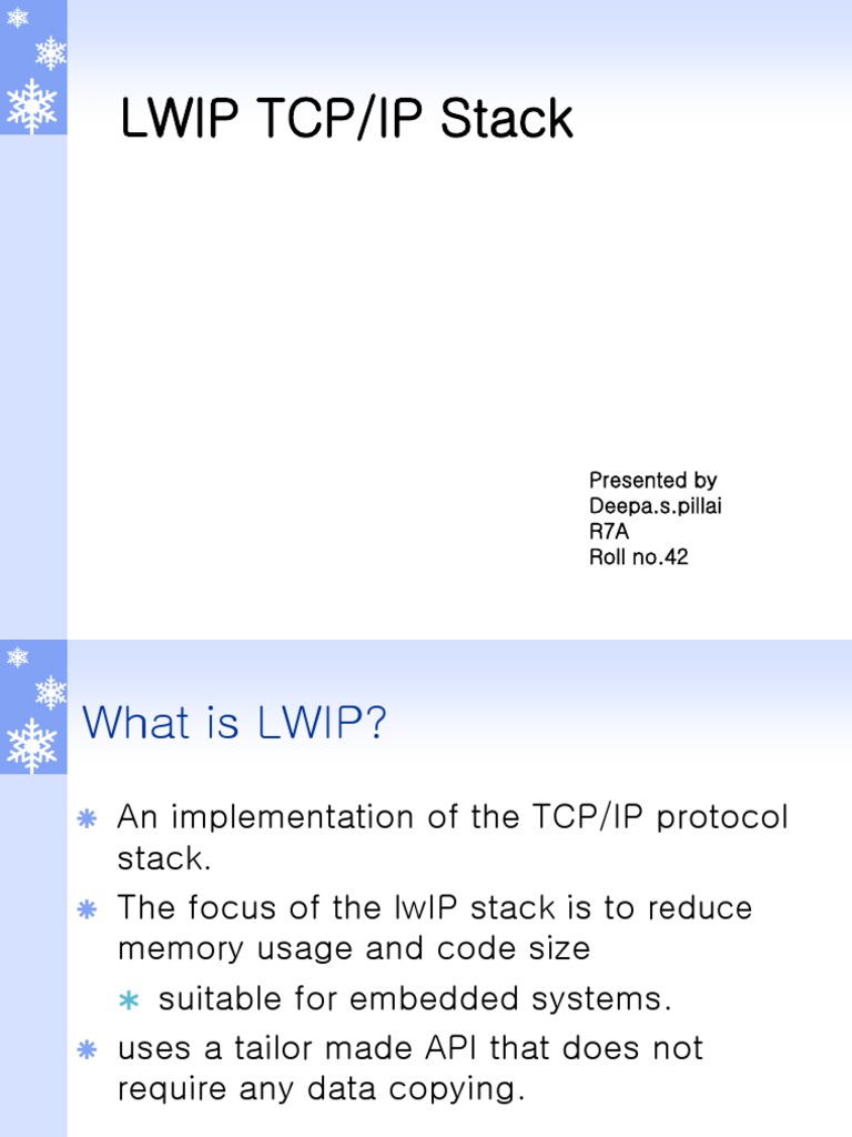 LWIP TCP/IP Stack for Embedded Systems | PDF | Transmission Control ...