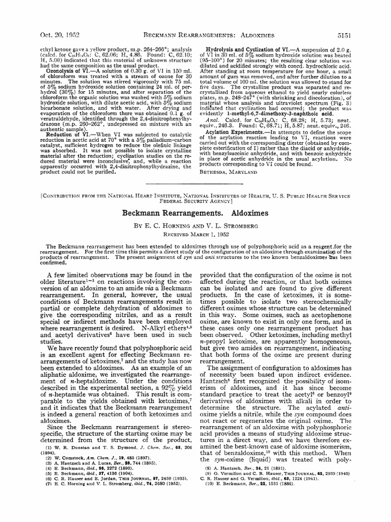 Horning 1952 | PDF | Chemistry | Chemical Compounds