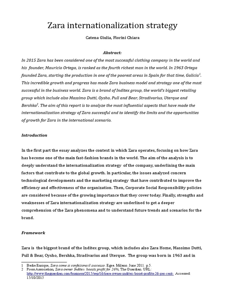 Zara Internationalization Strategy | PDF | Supply Chain | Marketing