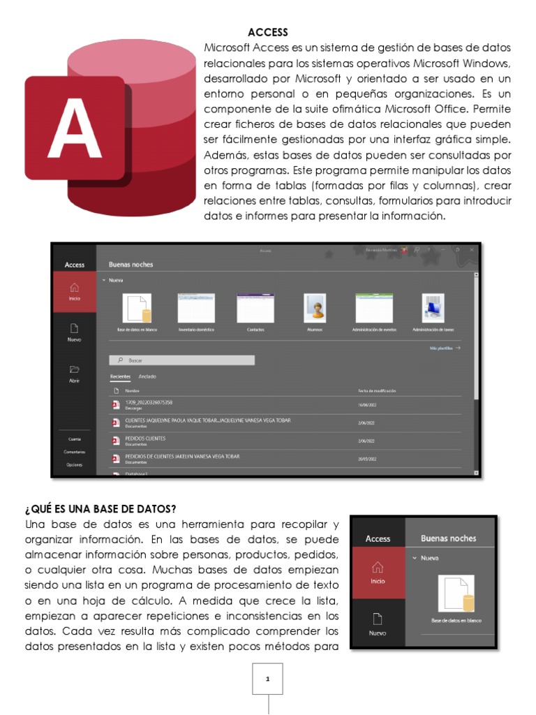 Introducción a Microsoft Access | PDF | Bases de datos | Macro ...