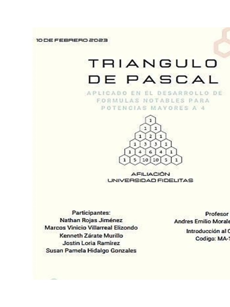 Triángulo de Pascal: Conceptos y Usos | PDF | Matemáticas | Matemáticas ...