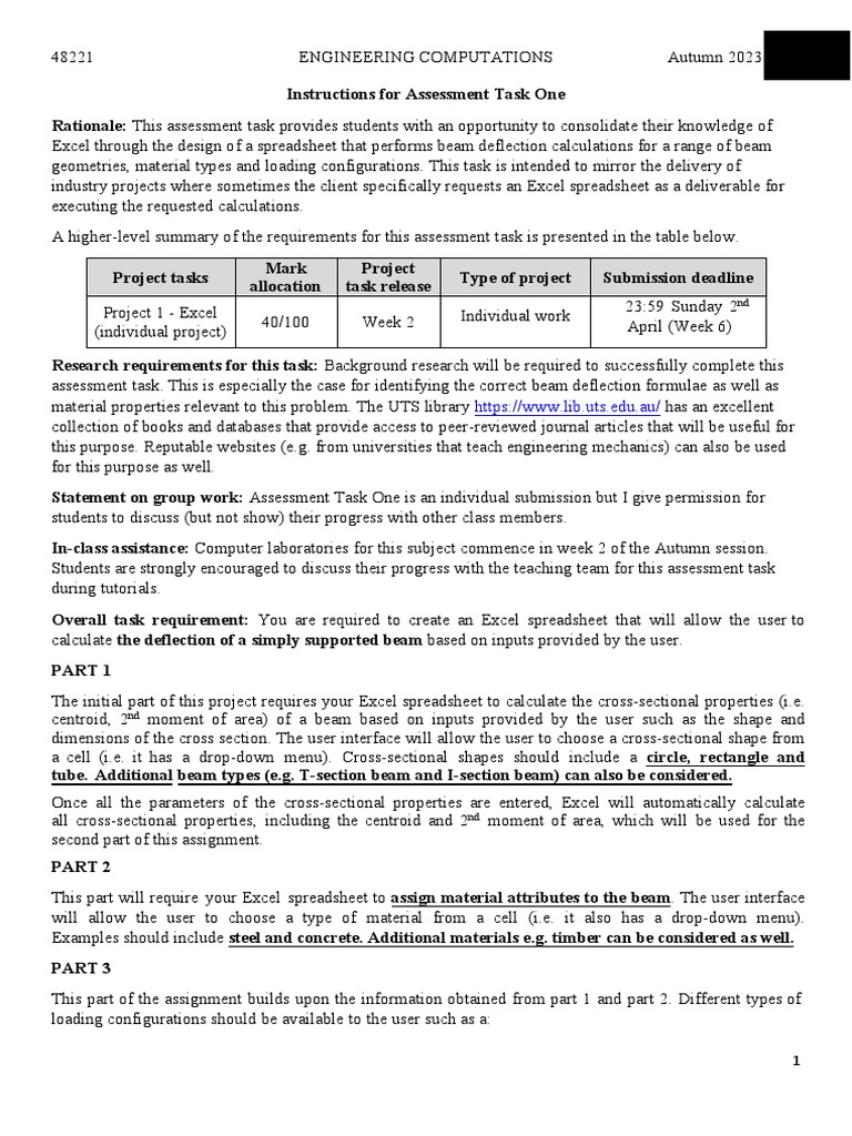 Excel Beam Deflection Calculation Guide | PDF | Beam (Structure ...