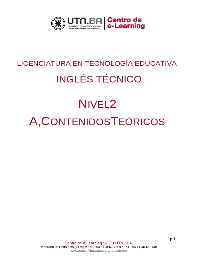 LTE - Inglés Técnico Nivel 2 - A Contenidos Teóricos | PDF | Palabra ...