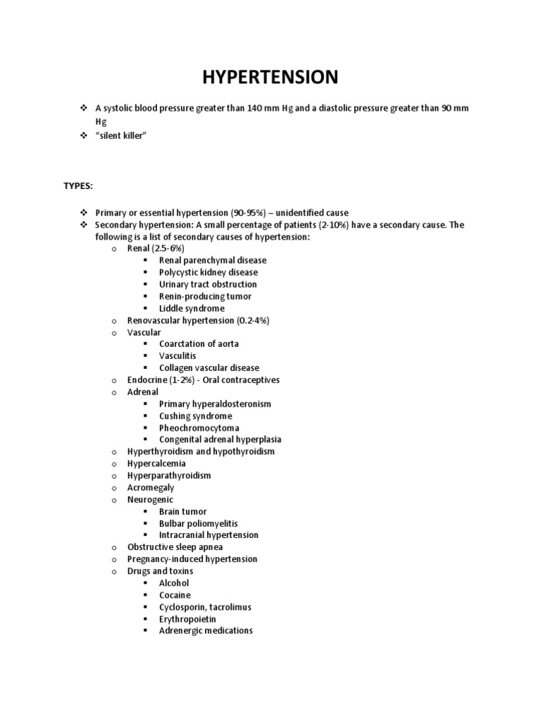 Hypertension Lecture Pdf Hypertension Blood Pressure