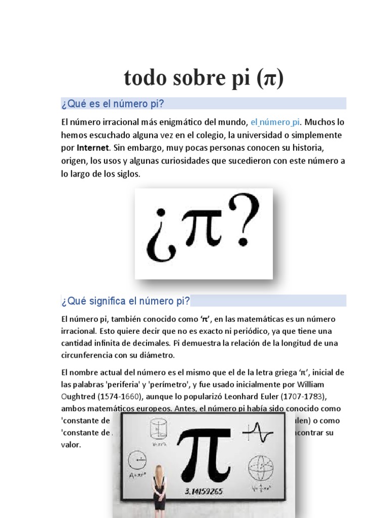 Numero Pi | PDF | Pi | Matemáticas