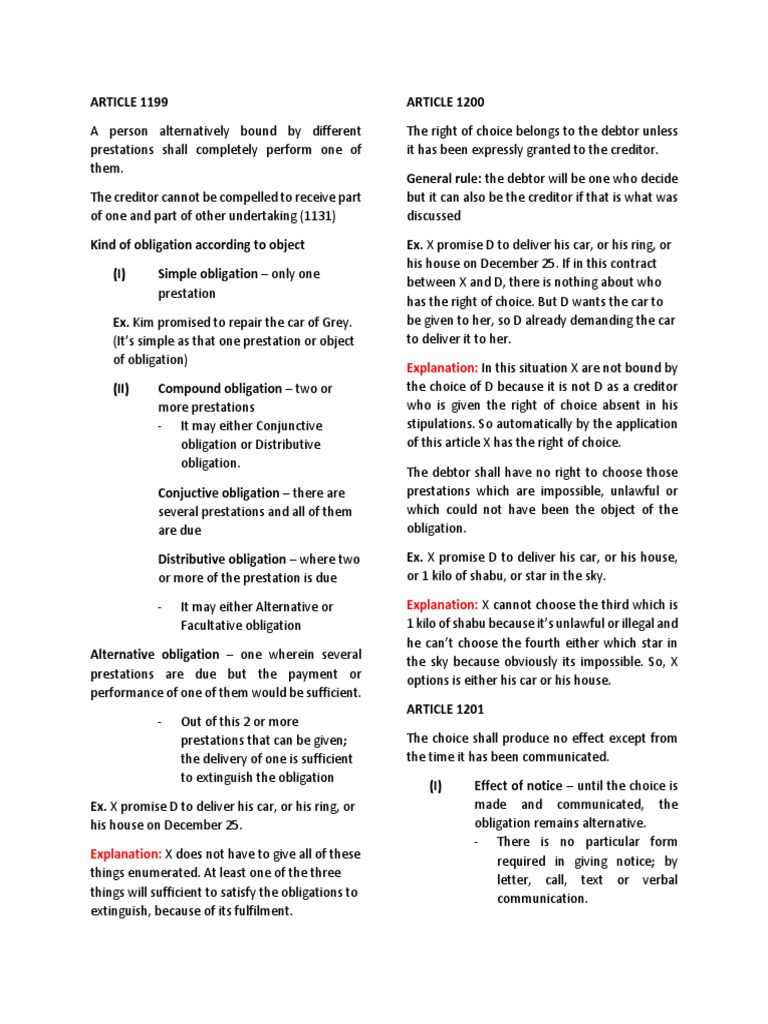 Chapter 3 - Article 1199-1206 | PDF | Business Law | Civil Law (Legal ...
