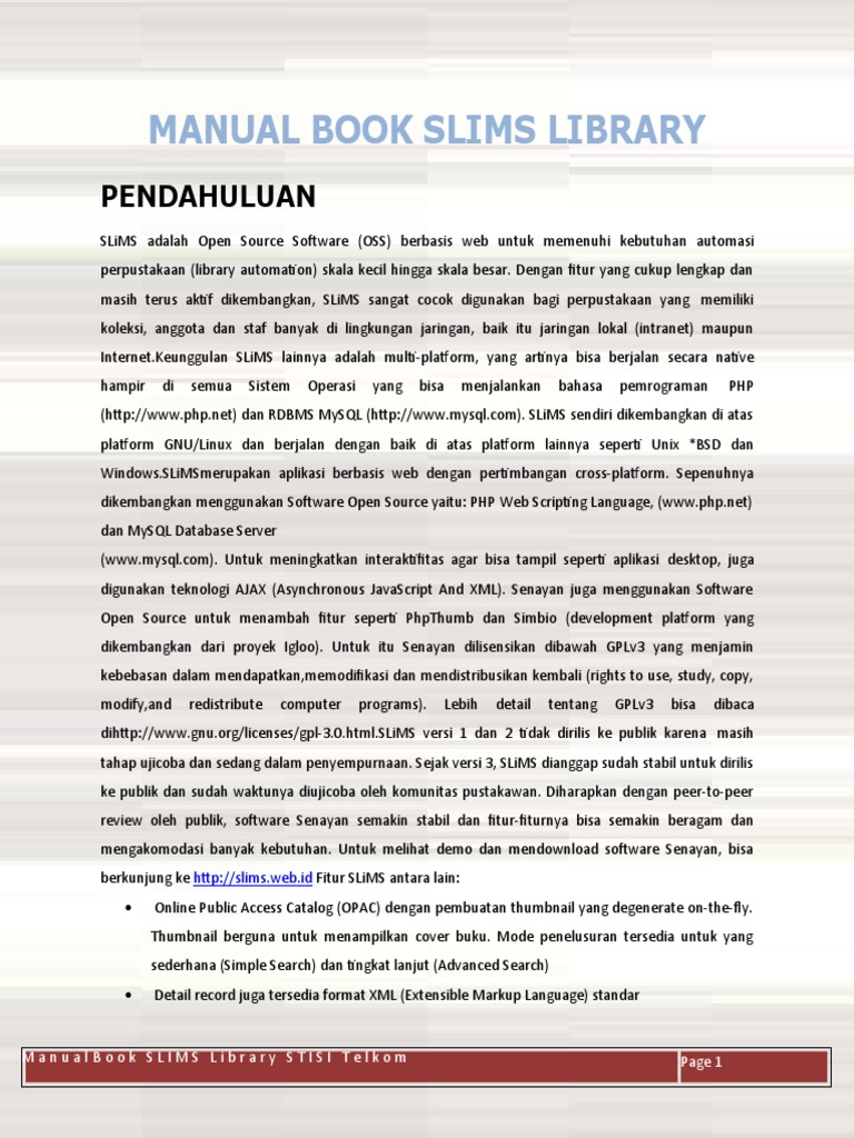 Manual - Book - Slims - Library - SMKN 1 Cileungsi | PDF