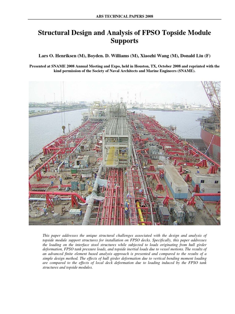 Structural Design and Analysis of FPSO Topside Module Supports | PDF ...