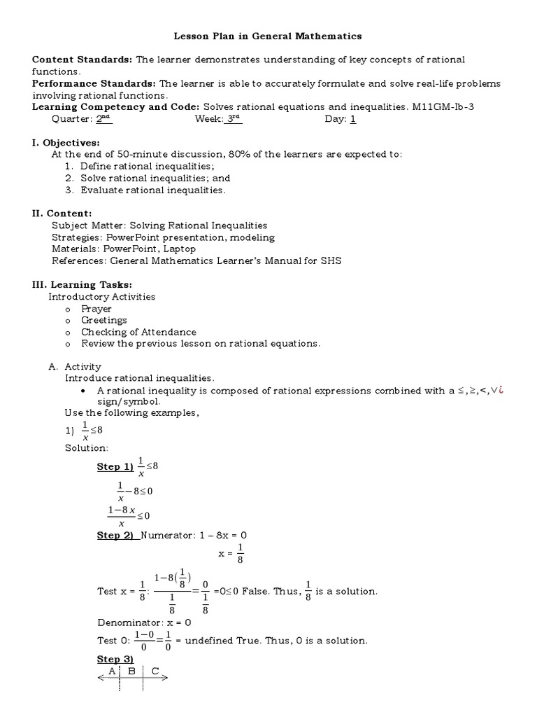 Solving Rational Inequalities LP in General Mathematics | PDF ...