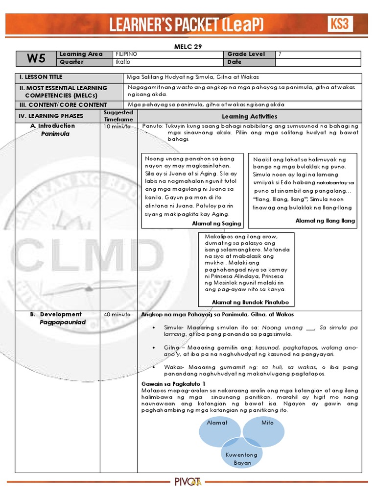 LeaP Filipino G7 Week 5 Q3 | PDF