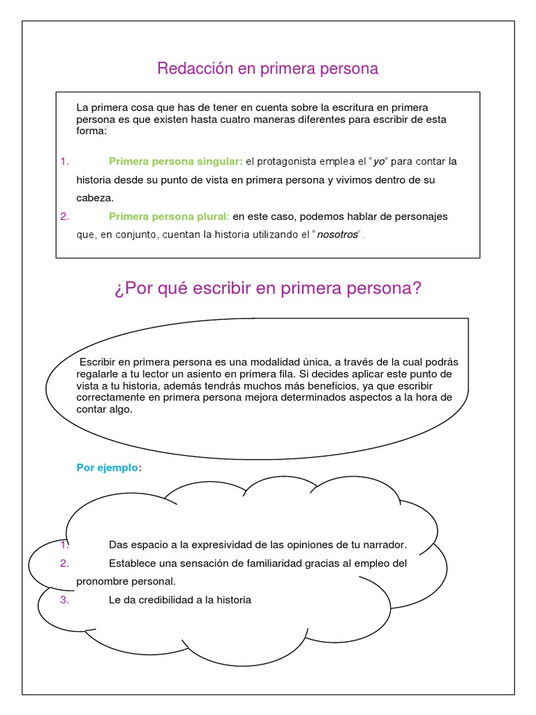 Redaccion en Primera Persona | PDF | Pronombre | Lingüística