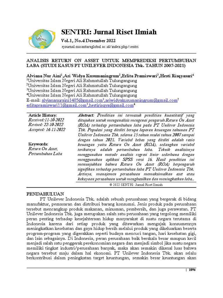 SENTRI: Jurnal Riset Ilmiah: Vol.1, No.4 Desember 2022 | PDF