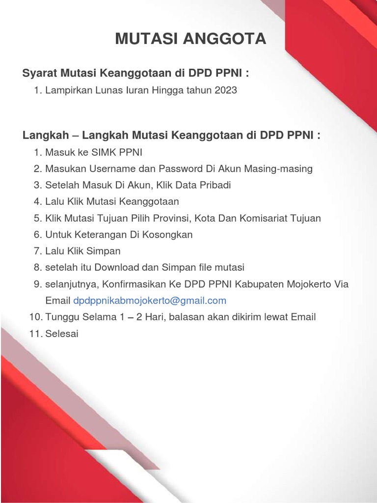 Langkah - Langkah Dan Syarat MUTASI ANGGOTA | PDF