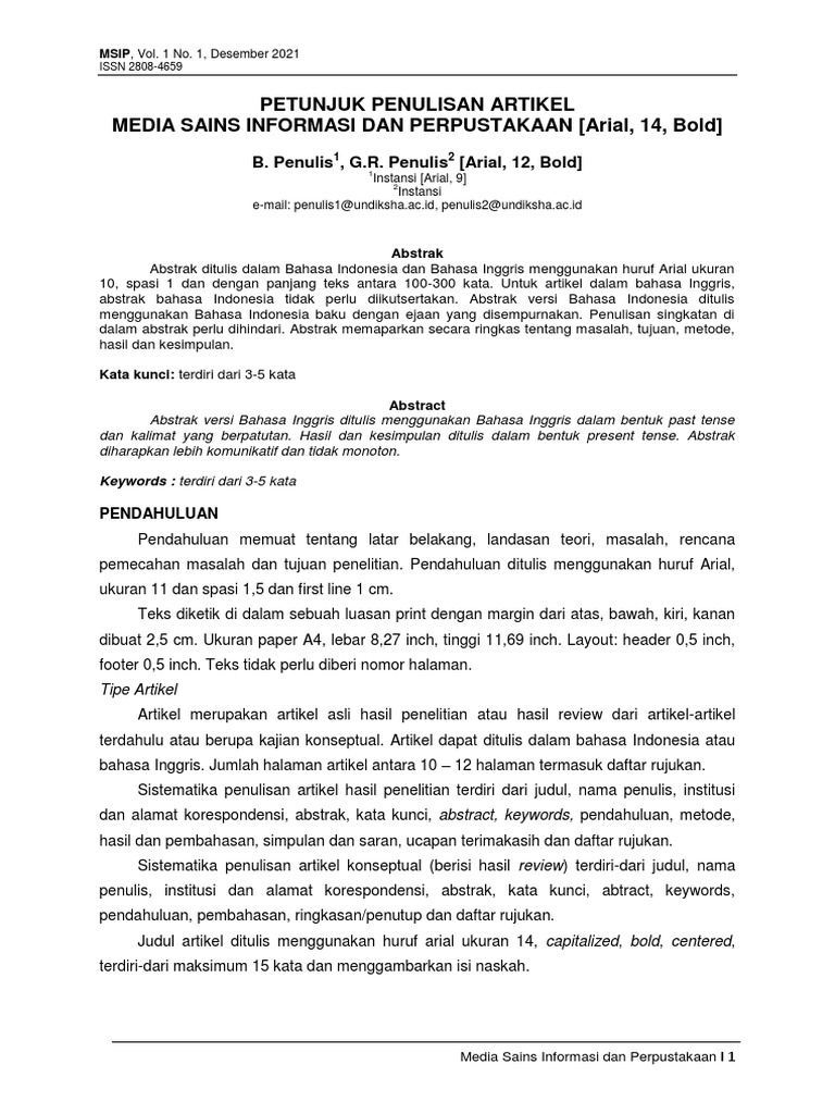 Format Penulisan Jurnal MSIP | PDF