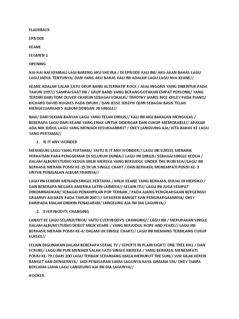 Fakta Lagu KEANE | PDF