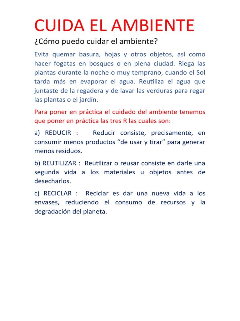 Cómo Puedo Cuidar El Ambiente | PDF | Hogar, jardinería y bricolaje