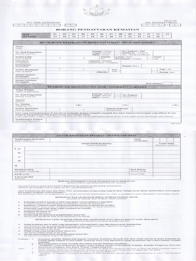 Dokumen - Tips - Pdfborang Pendaftaran Kematianpdf No Sijil Kematian ...